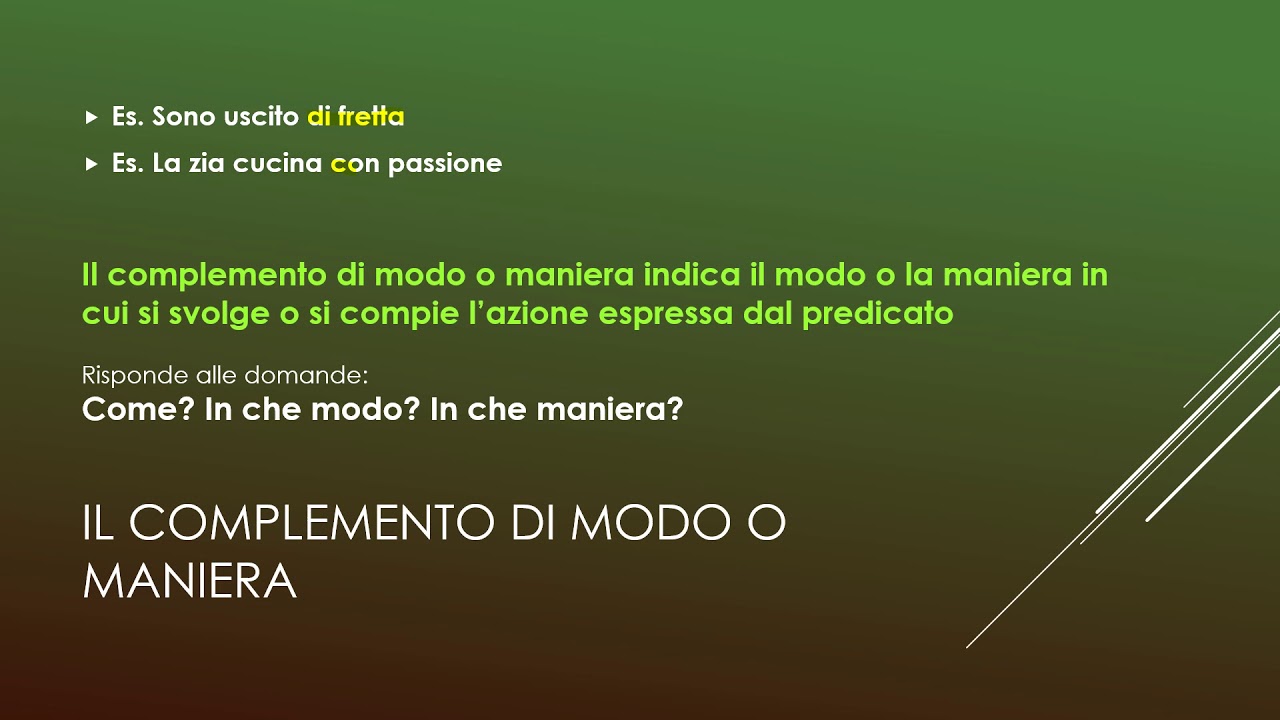 il complemento di modo - YouTube