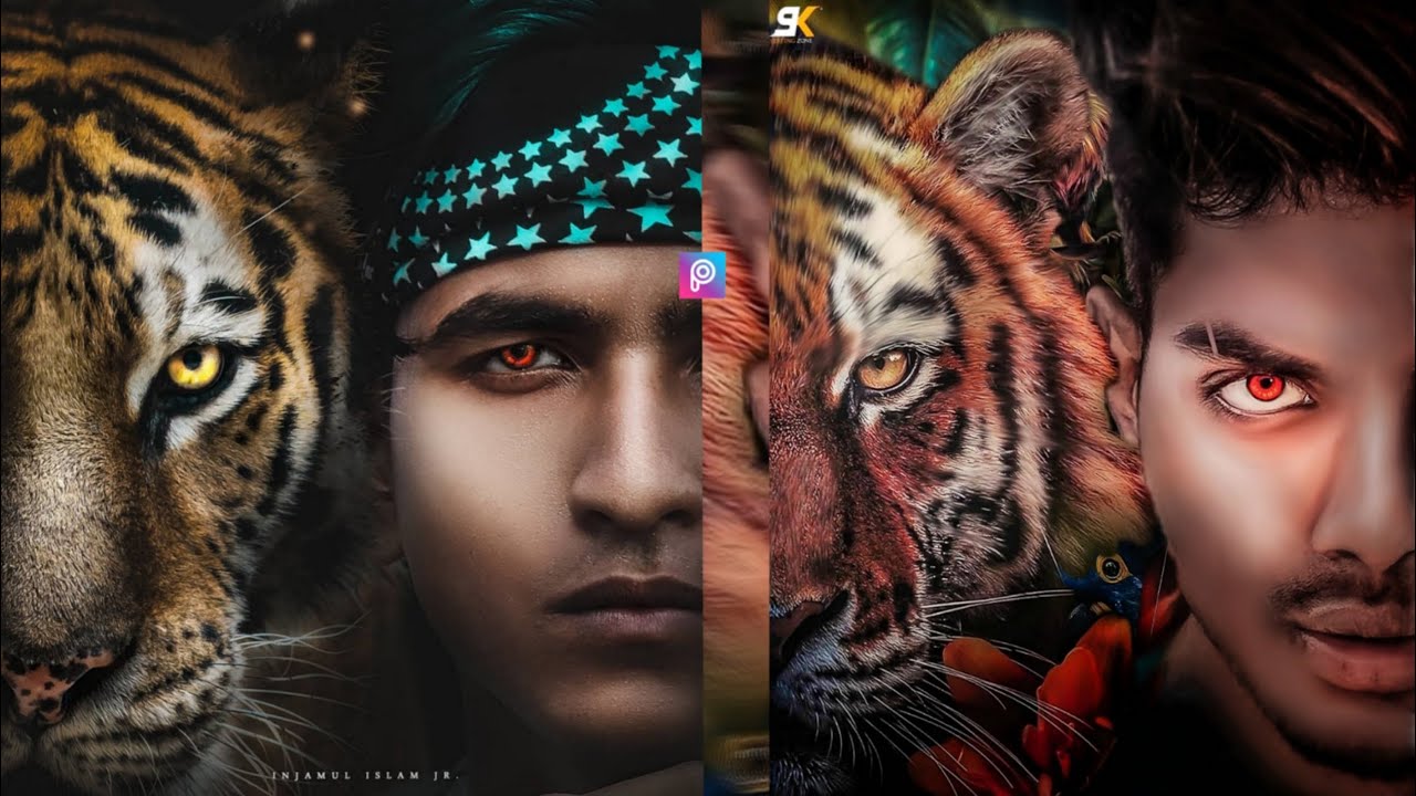 Picsart Tiger Face Mask concept photo manipulation tutorial - picsart ...
