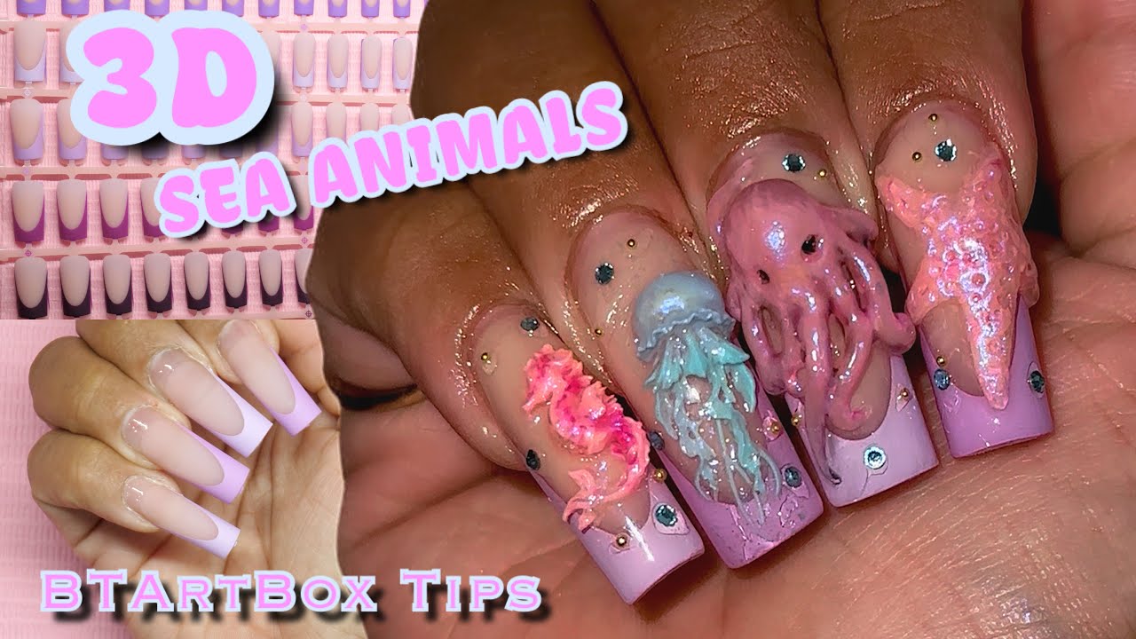 3D SEA CREATURE NAILS | NEW METHOD WITH BTArtbox NAILS - YouTube