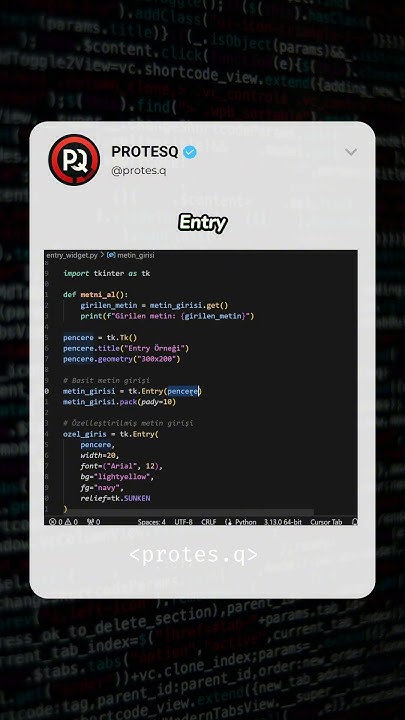 TKINTER-ENTRY #python #kod #kodlama #programlama #yazılım - YouTube
