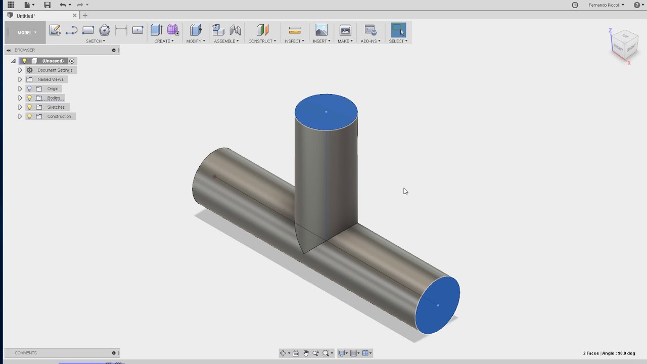 FUSION 360 TUBO DE PVC EM T 002 - YouTube