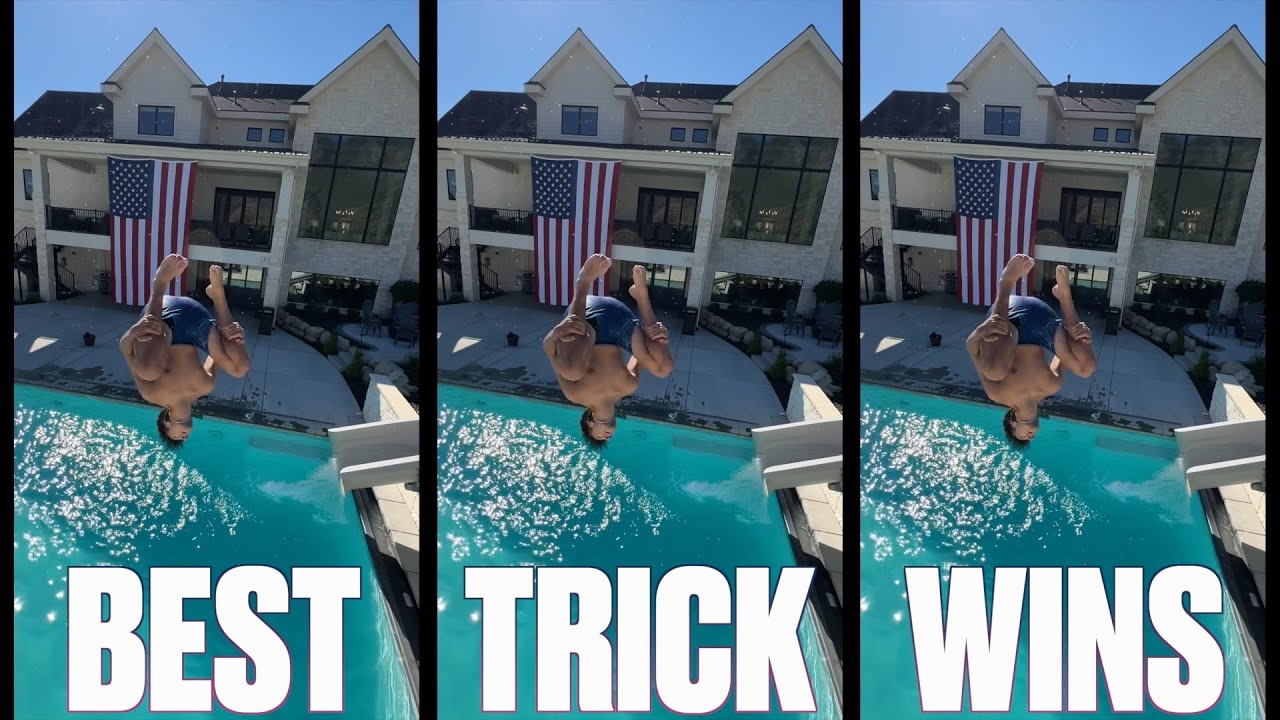 BEST FLIP TRICK INTO THE BACKYARD SWIMMING POOL WINS - YouTube