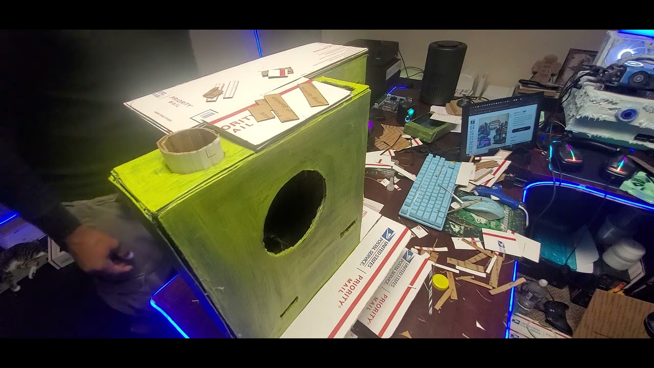 detail building on my cyberpunk cardboard pc case - YouTube