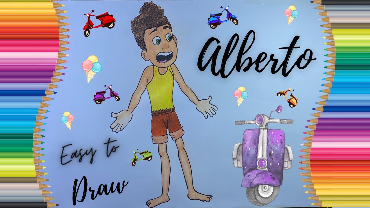 How to draw Alberto From Luca Cartoon ? | Disney Pixar Luca Drawing ...