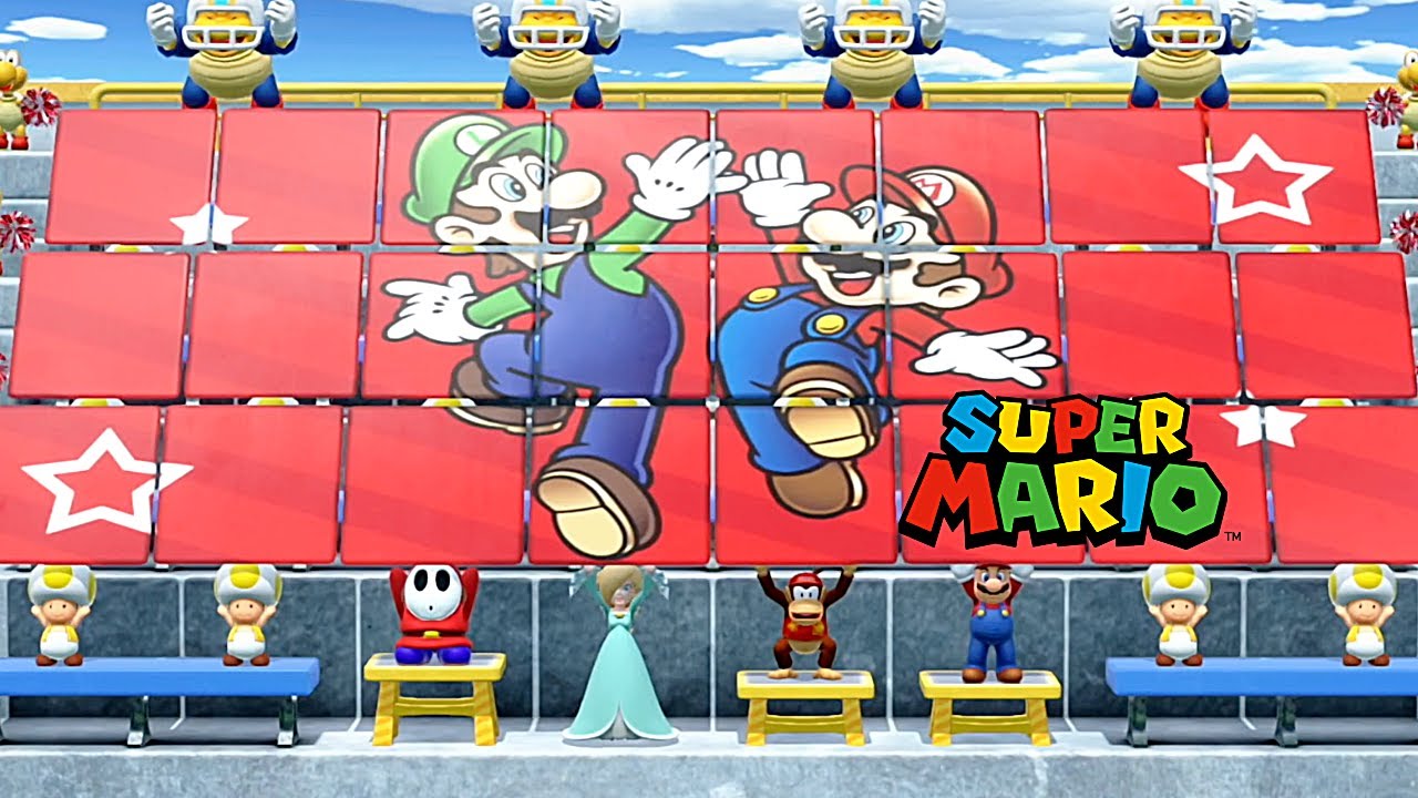 Super Mario Party - MiniGames - Pep Rally 수퍼 마리오 파티 미니게임 그림 패널 들어올리기 배틀 ...