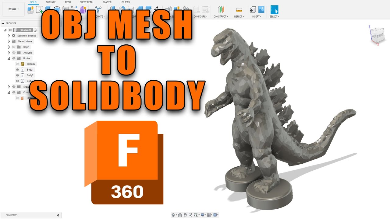 Fusion 360 - Mesh to SolidBody Workflow - YouTube
