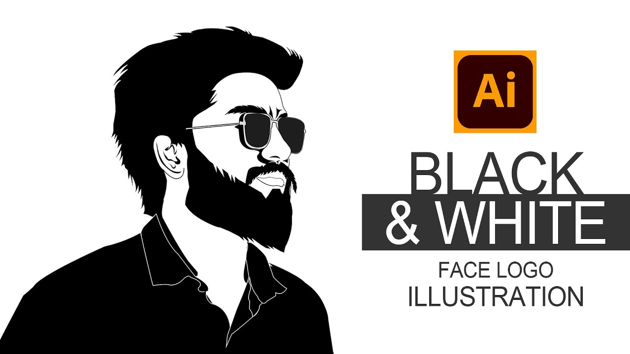 FACE LOGO _Vector Art | Black & white Vector Portrait ( Speed Art ...
