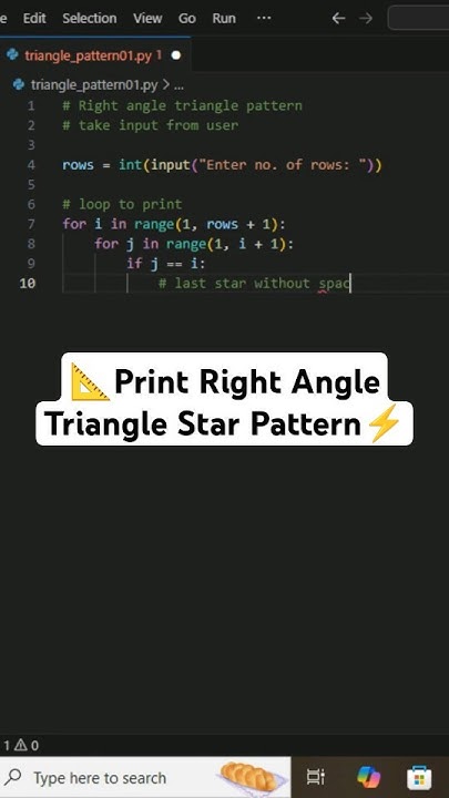 triangle star pattern in python with loops💻 🐍 #python #pythonforbeginners #pythonprogramming # ...