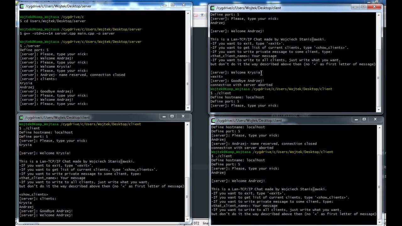 Chat TCP/IP client-server cpp - YouTube