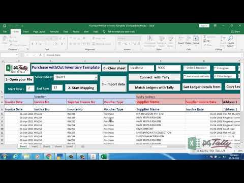 Excel to tally import Purchase without Inventory data from Tally - YouTube
