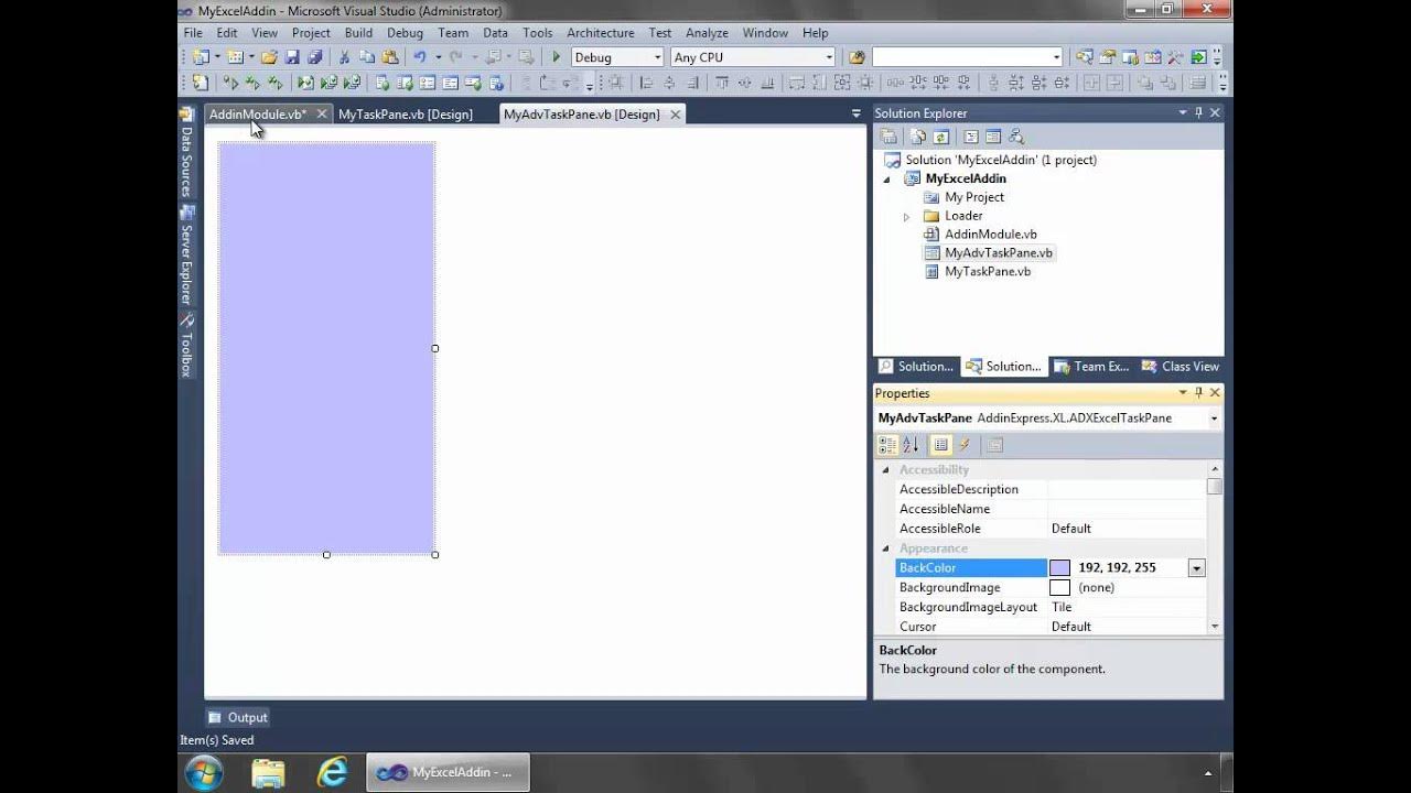 Creating Excel addin in C#, VB.NET: custom ribbon, task panes - YouTube