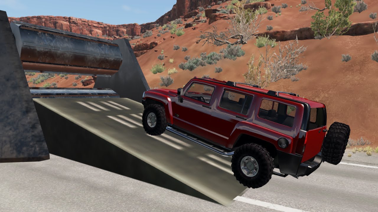 Hummer H3 vs Large Roller 😱 – BeamNG.Drive - YouTube