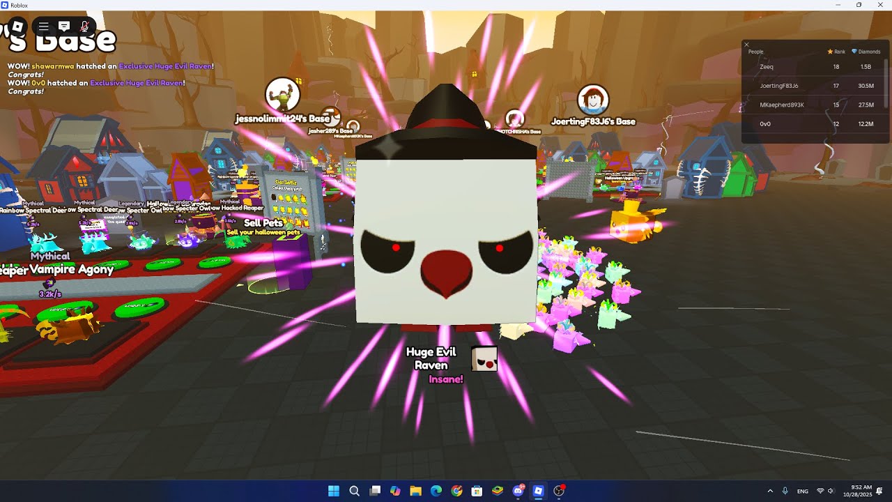 hatching huge evil raven in ps99 - YouTube