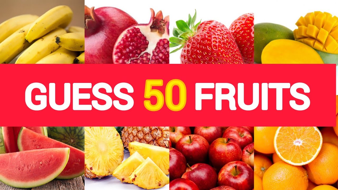 Guess the 50 Fruits challenge | Easy, Medium, Hard levels | Quiz game ...