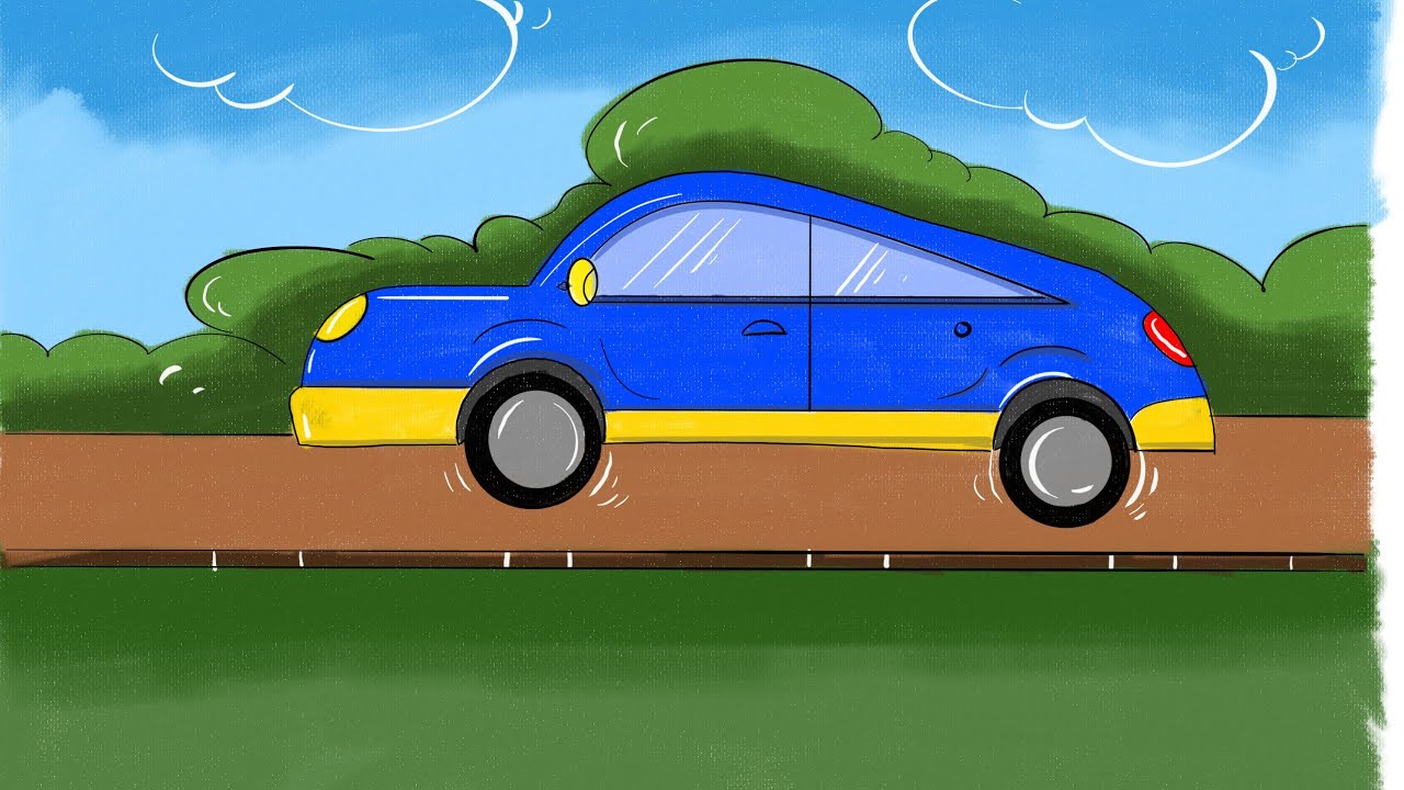 How to draw a car and color it is an easy step by step process | The ...