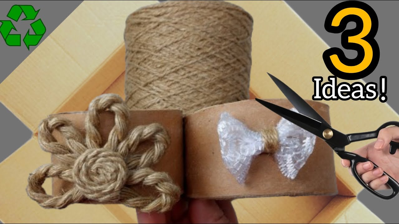 DIY flower basket with jute rope and cardboard/jute and cardboard roll ...