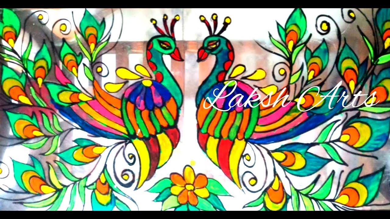 Beautiful peacock painting | beautiful peacock painting on glass ...
