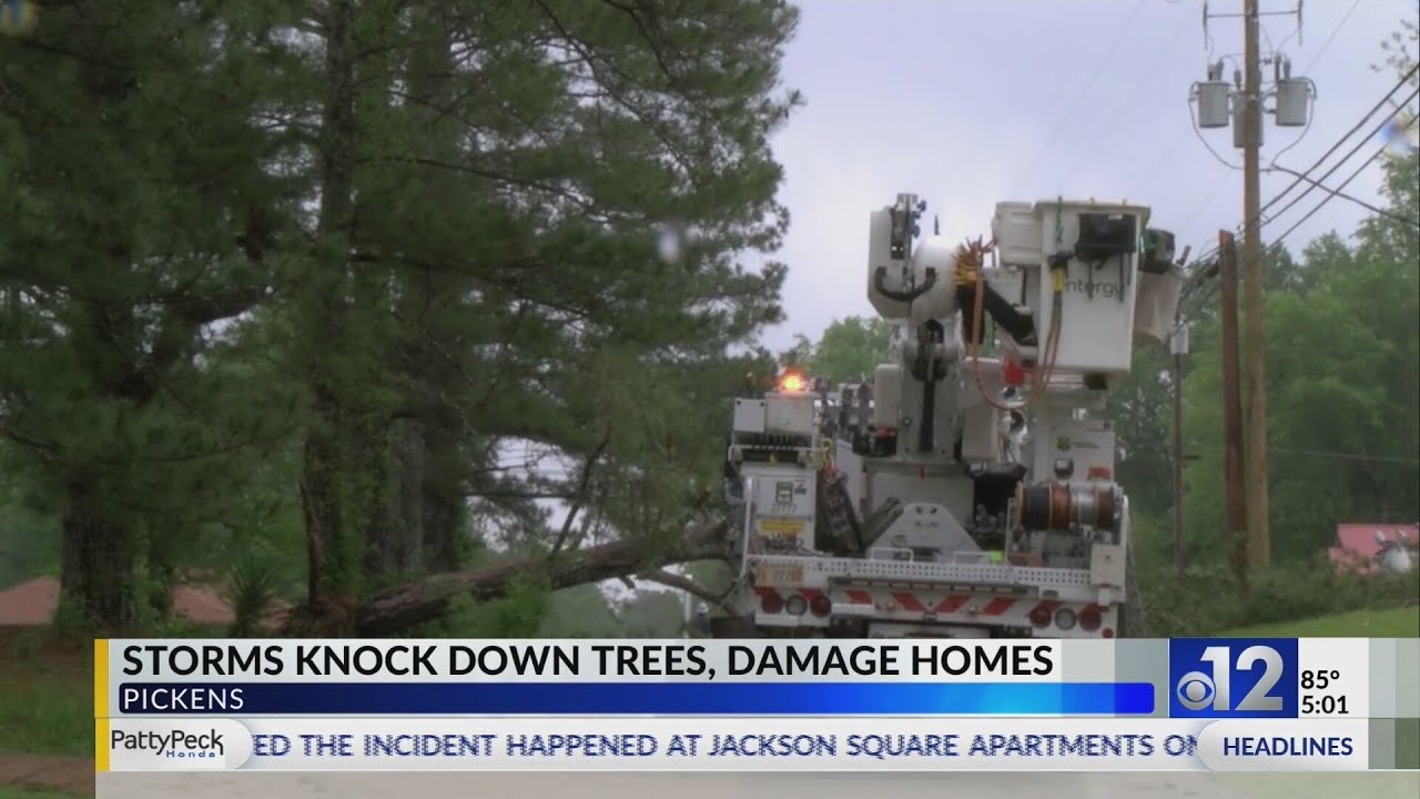 Storms knock down trees, damage homes in Pickens - YouTube