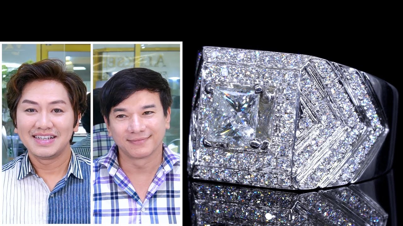 9/25/2022 #21 - Nhẫn kim cương Nam, princess cut diamond 18k white gold ...