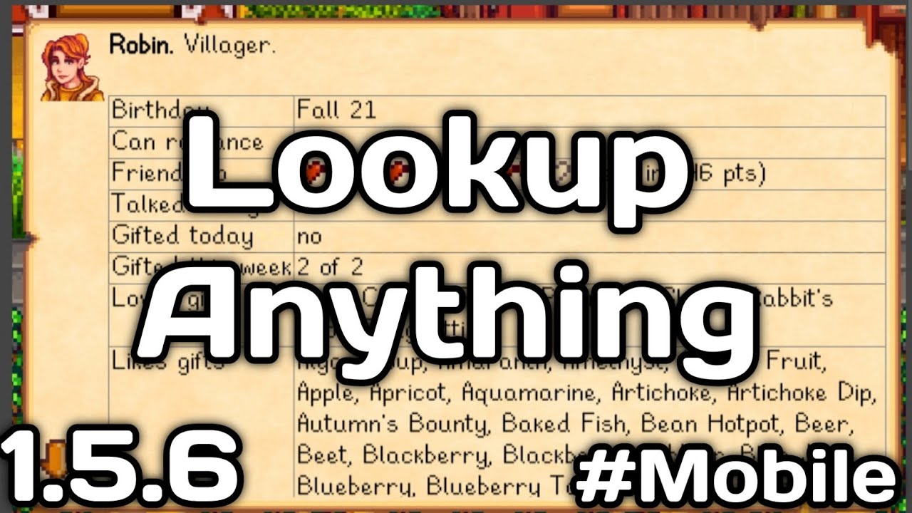 Lookup Anything Mod - Stardew Valley Mobile 1.5.6 - YouTube