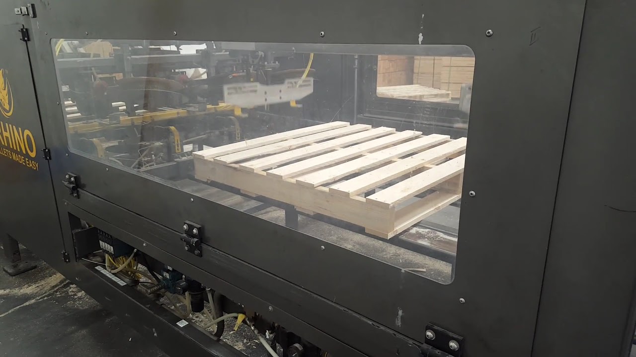 Making Pallets on Automatic Pallet Nailing Machine, Rhino Pallet - YouTube