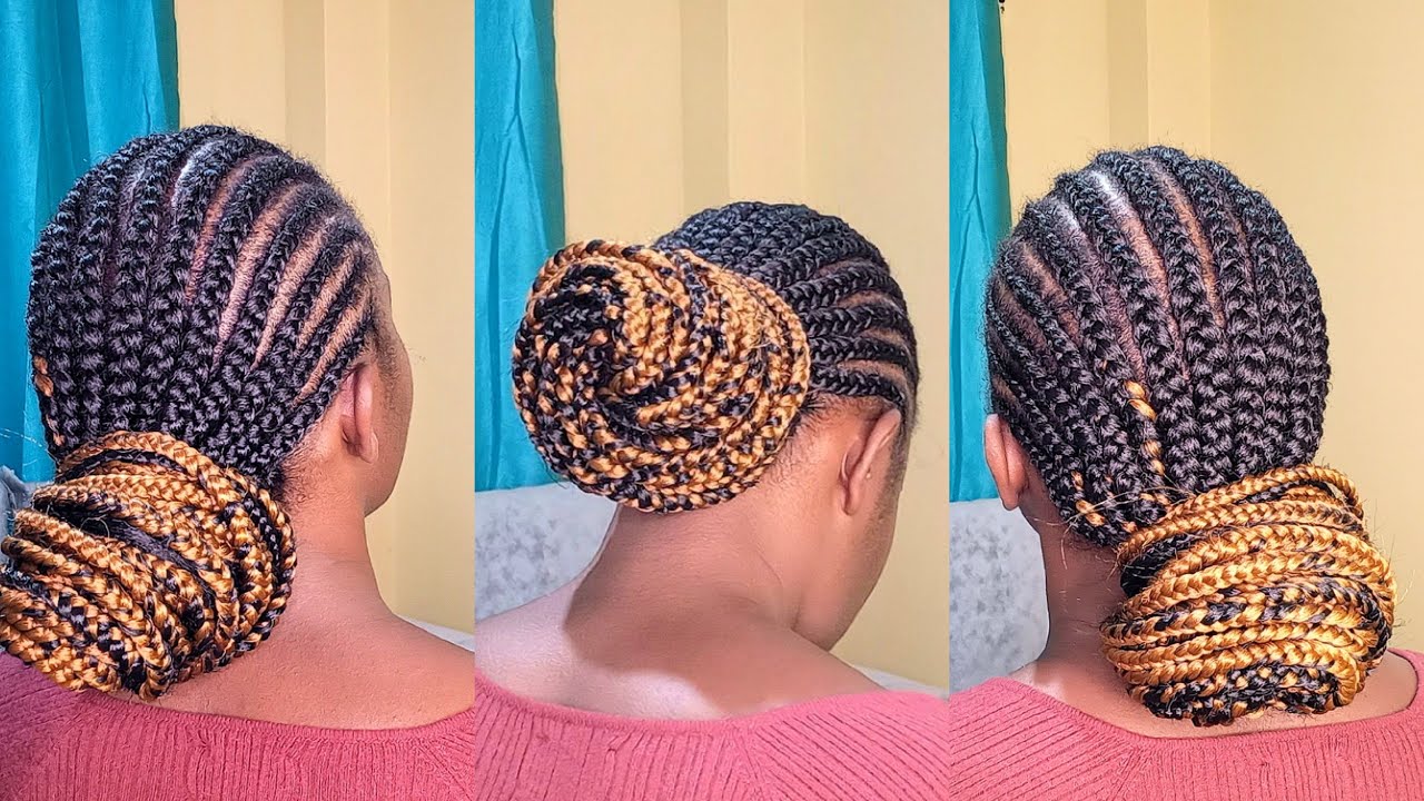 Feed-in Cornrows on 4c Hair - YouTube