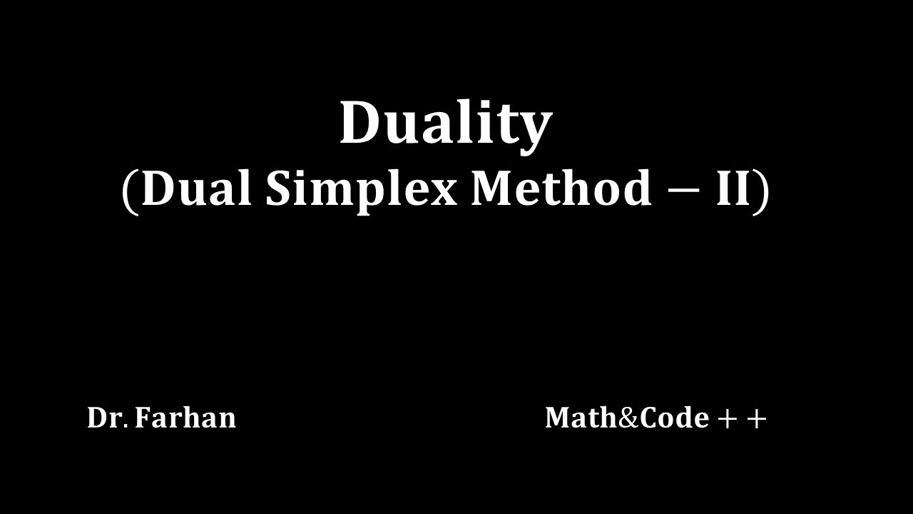 Dual Simplex Method-II| UMA035|Optimization Techniques - YouTube