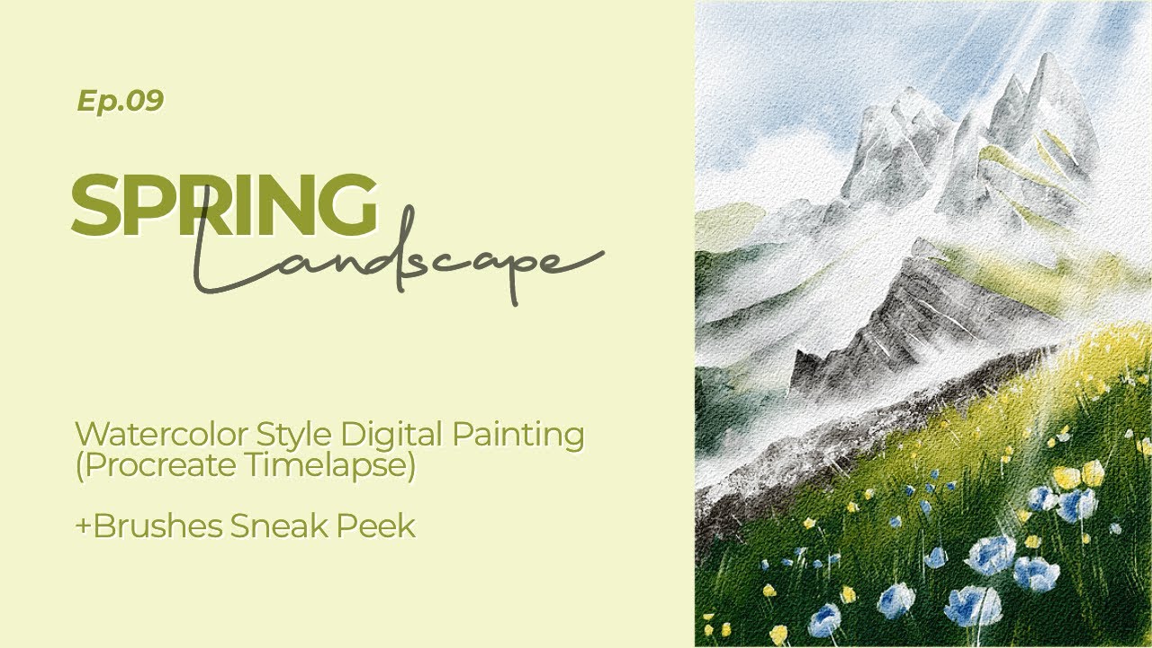 [Ep.09] Spring Landscape [Watercolor Procreate Timelapse / iPad ...
