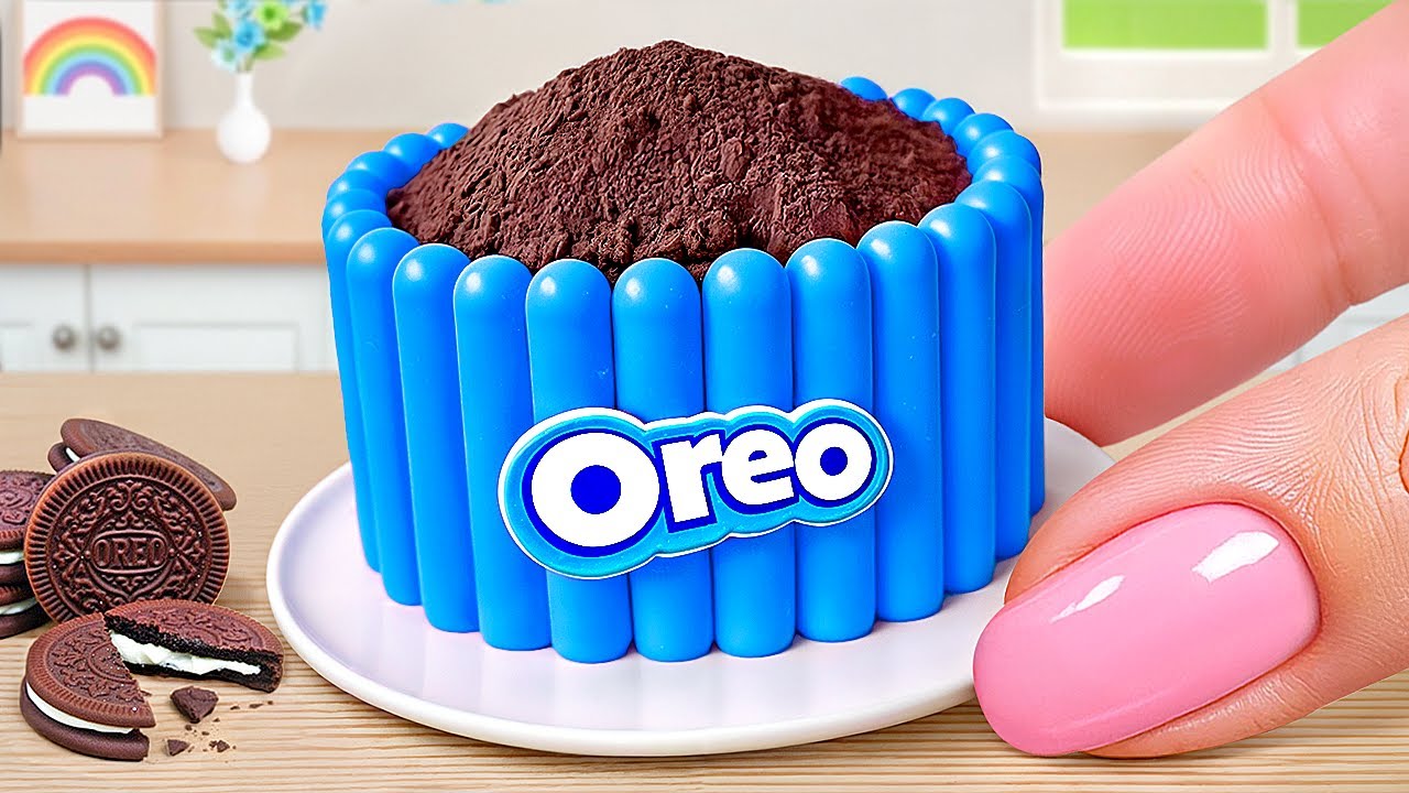BLUE OREO Cake | Satisfying Miniature OREO Chocolate Cake Decorating - YouTube