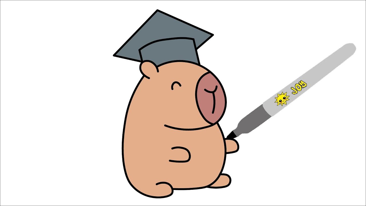 Como dibujar un capibara graduado kawaii paso a paso | How to draw ...