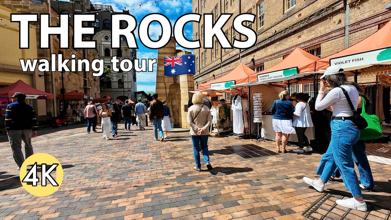 Sydney, The Rocks Markets Walking Tour | 4K UHD | Urban City Street ...