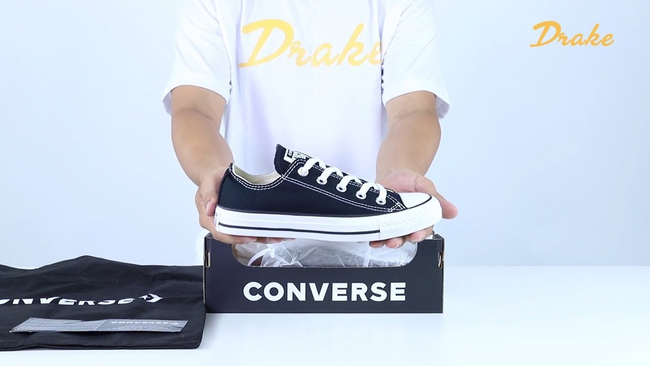 Converse Chuck Taylor All Star Classic Đen Cổ Thấp 121178 - YouTube