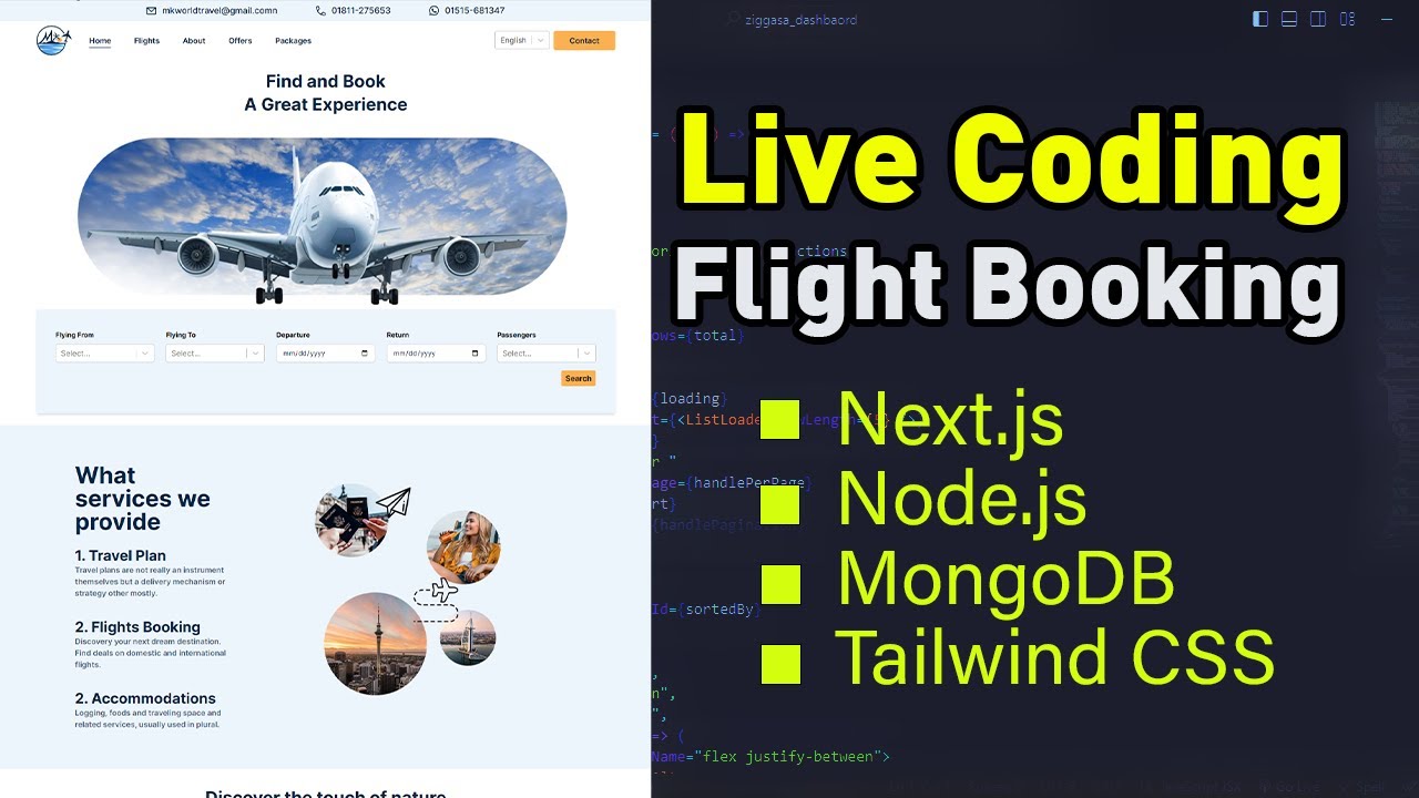 Live Coding: Full-Stack Flight Booking App Developement Node js Next js ...