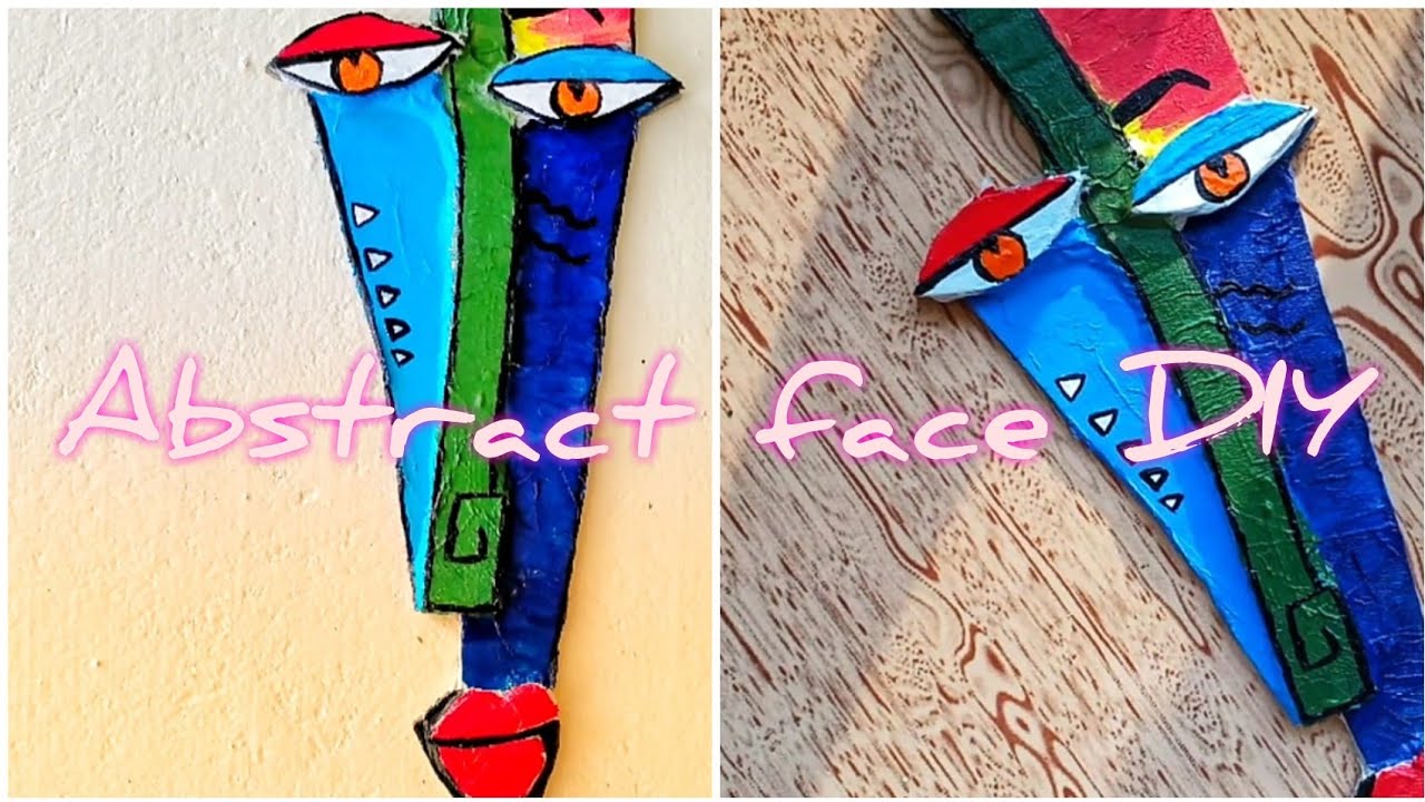 Abstract face DIY | cardboard recycling |lockdown craft| #gayathrisvlog ...
