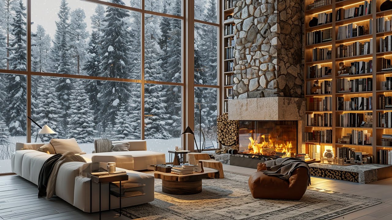 Snowy Fireplace Sounds for Restful Sleep and Restoration | Winter ...