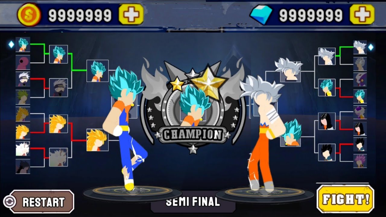 Stickman Warriors Tournament - Vegito SSJ Blue, Goku Ultra & Vegeta ...