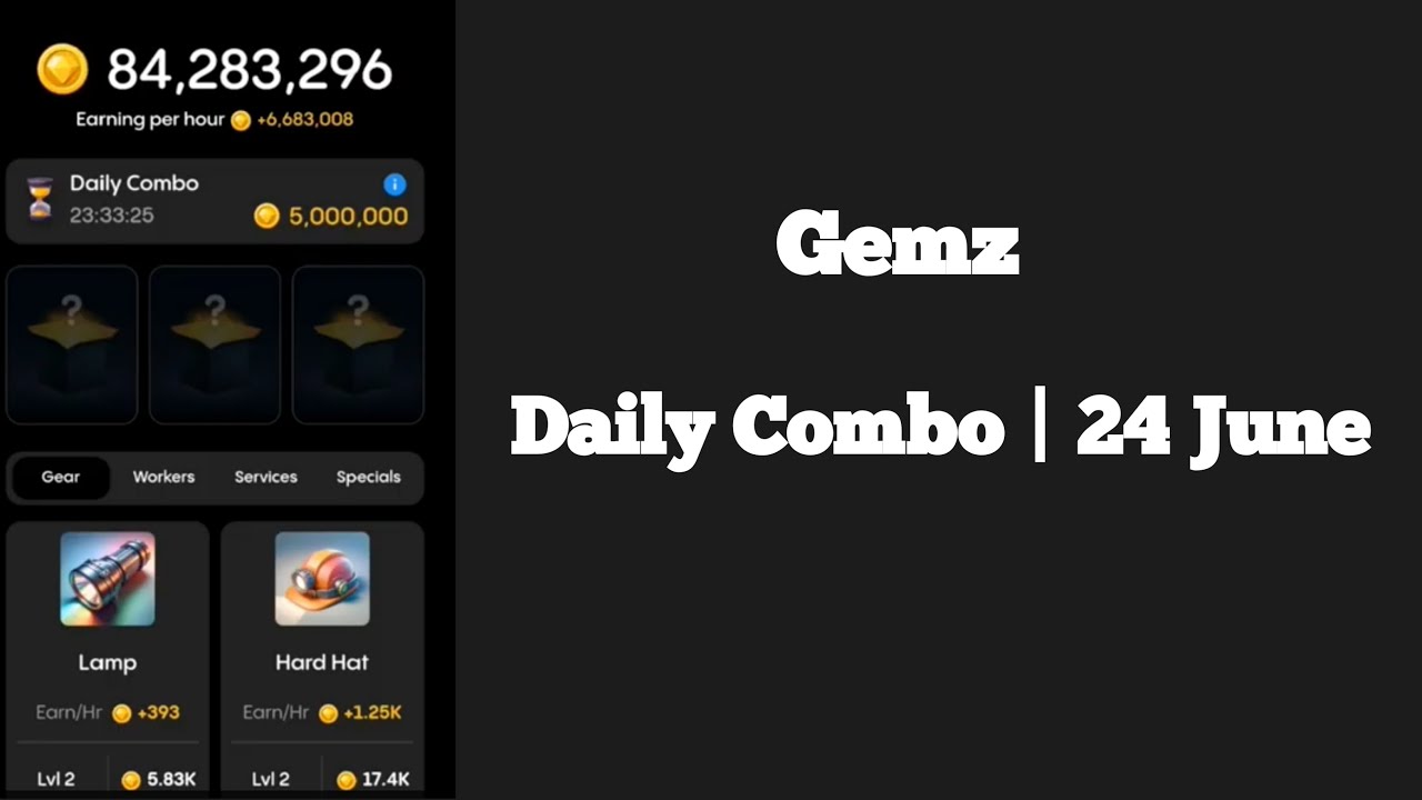 gemz daily combo today 24 june | gemz airdrop - YouTube