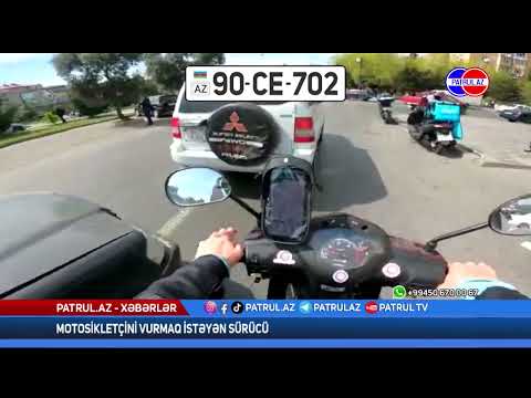 Motosikletçini vurmaq istəyən sürücü