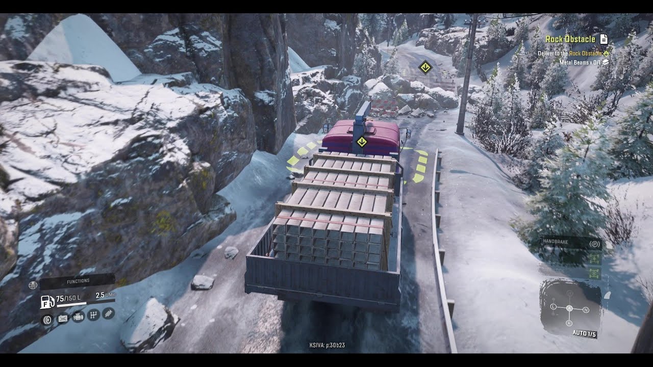 snow runner - deliver metal beams to the rock obstacle - YouTube