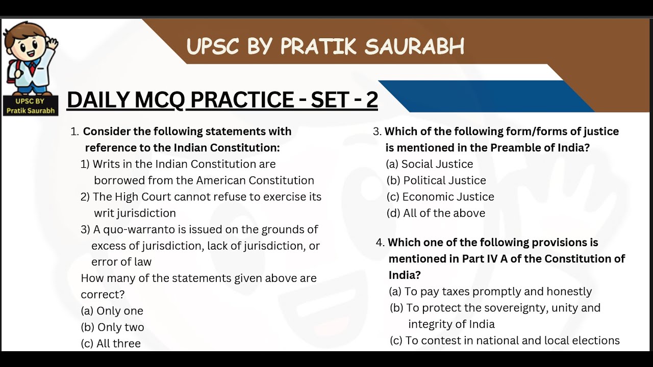 Daily UPSC MCQ with Solution Set 2| Target UPSC Prelims 2025 By Pratik ...