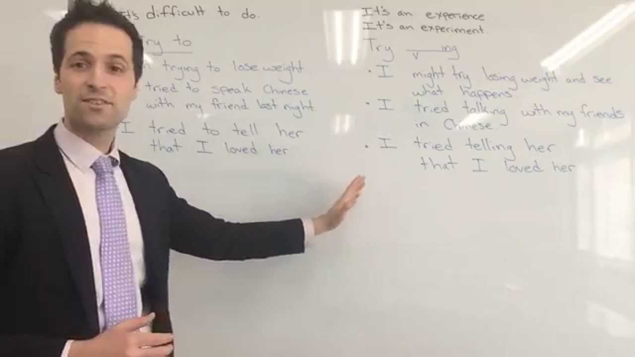 English: "try to" or "try +ing" -- what's the difference? - YouTube
