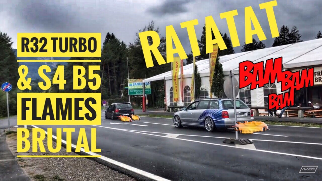 R32 Turbo & Audi S4 B5 Sound flames and backfire Exhaust - YouTube