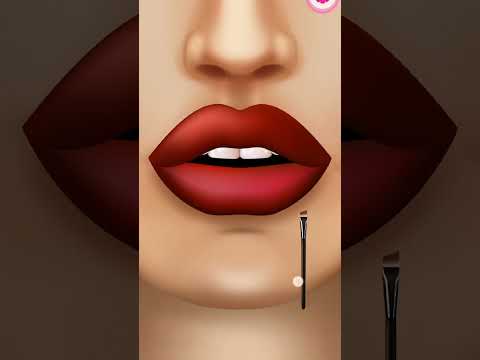 Barbie doing lipistic RED flower art on lips its Wow Amenzing wondefull ...