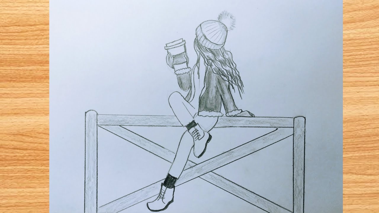 How to draw easy cute girl sitting Pencil Drawing For Beginners ...