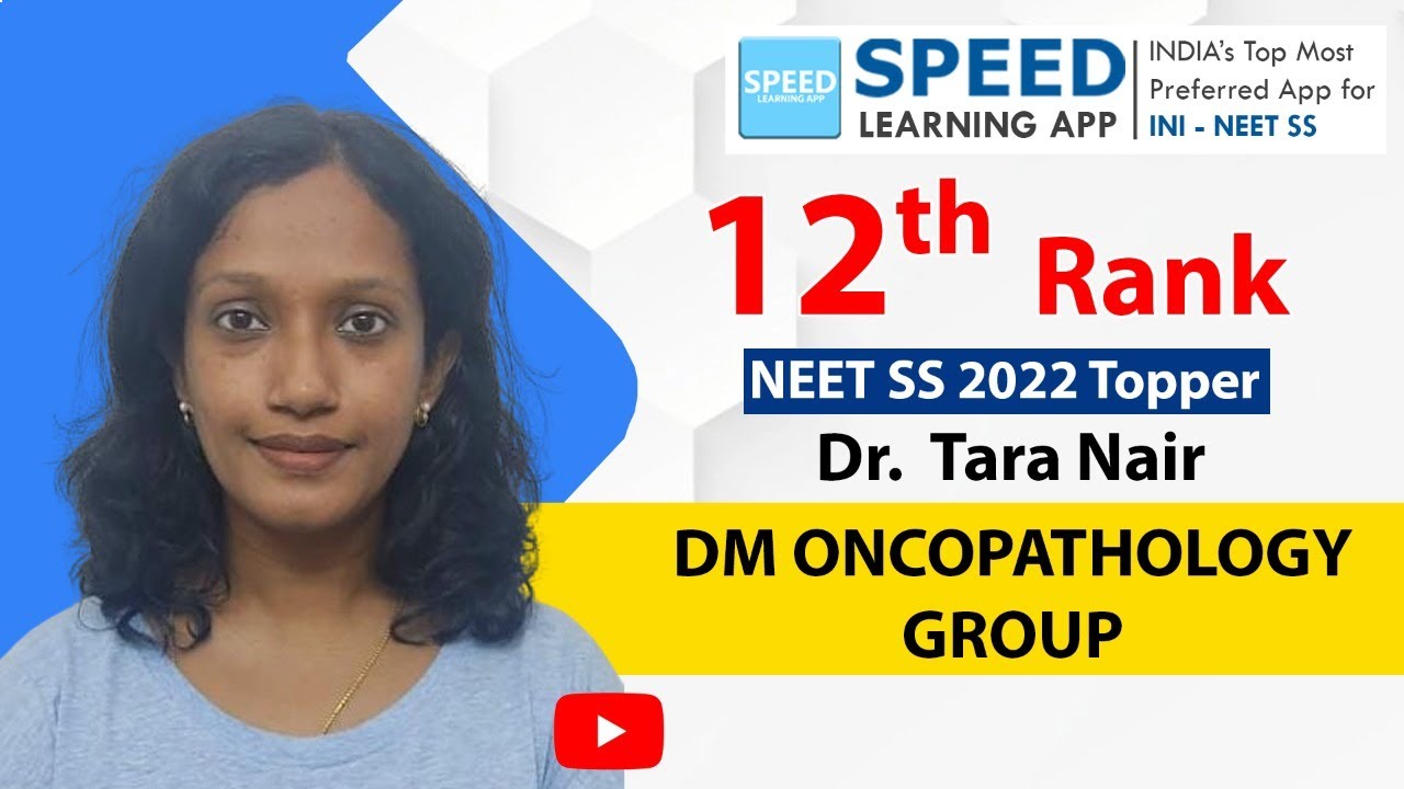 Rank 12, DM Pathology Group, NEET SS Sep' 2022 - Topper Dr Tara Nair ...