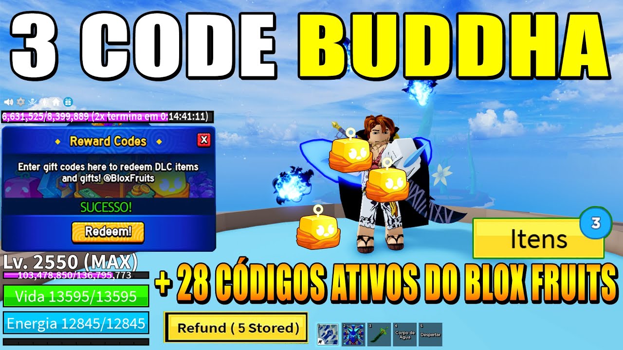 3 NOVOS CÓDIGO DA FRUTA BUDDHA NO BLOX FRUITS + 28 CÓDIGOS DE EXP BELI E RESET - blox fruit ...