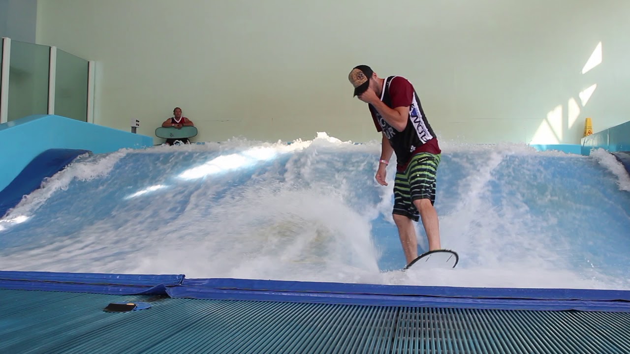 Jeremy Miller Mak Flowboard run Standup on the FlowRider Surf Machine ...