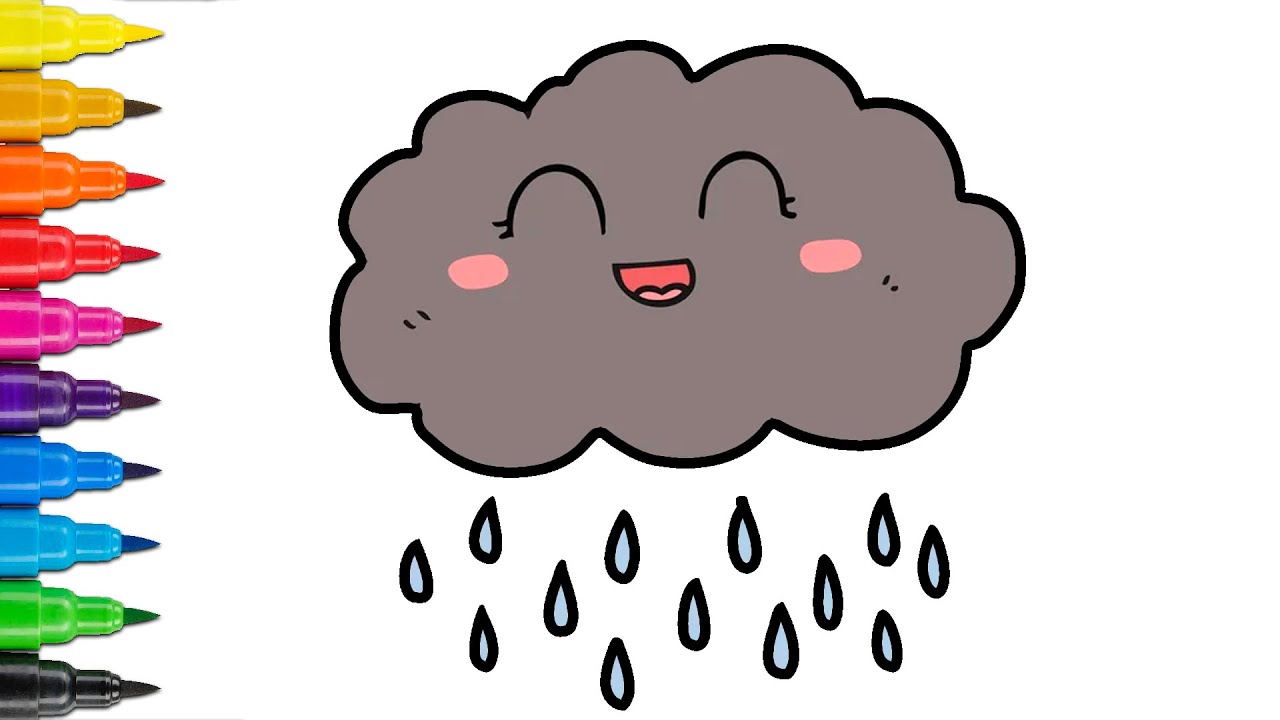 How to draw a cloud easily for kids / Step by step - YouTube
