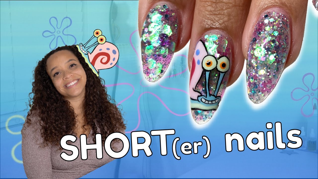 Cartoon Character Nail Art on SHORT NAILS | How to Draw GARY from ...