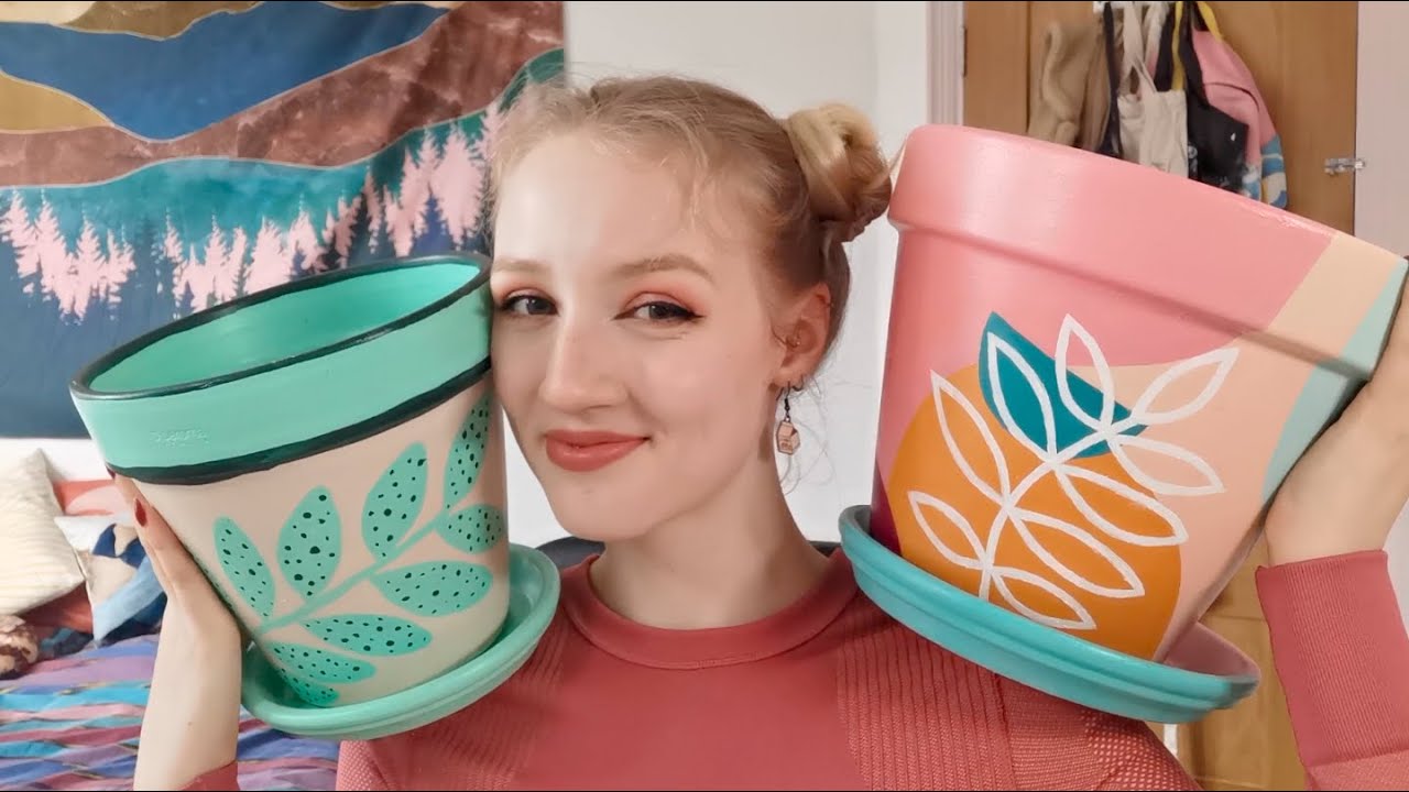 [ASMR] Paint some plant pots with me 🌱🎨 ~ rambling, sketching - YouTube